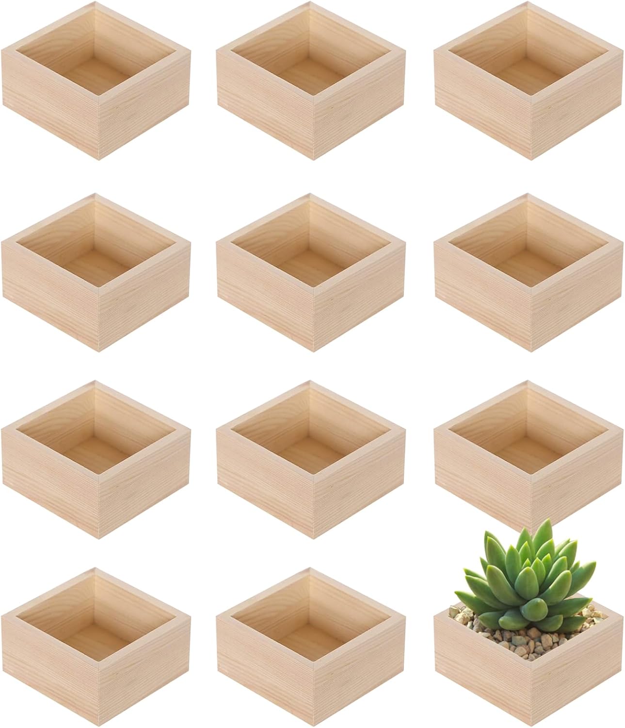 12 Pack Square Rustic Small Wooden Boxes | Michaels