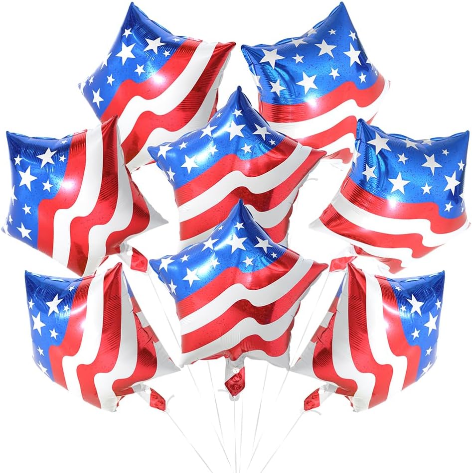 4th of July Star Shaped American Flag Celebration Party Balloons, 18 ...