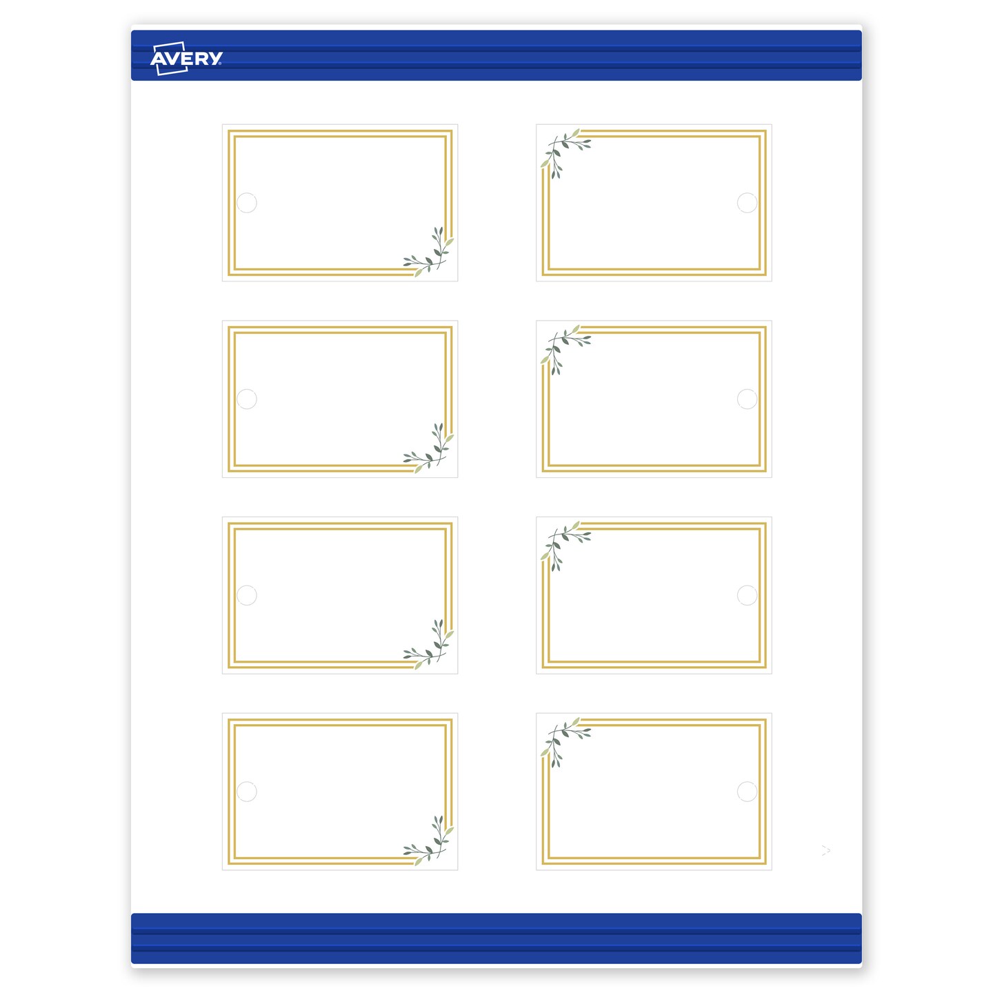 Avery Printable Rectangle Tags, Gold Double Border with Florals, 2" x 3 ...