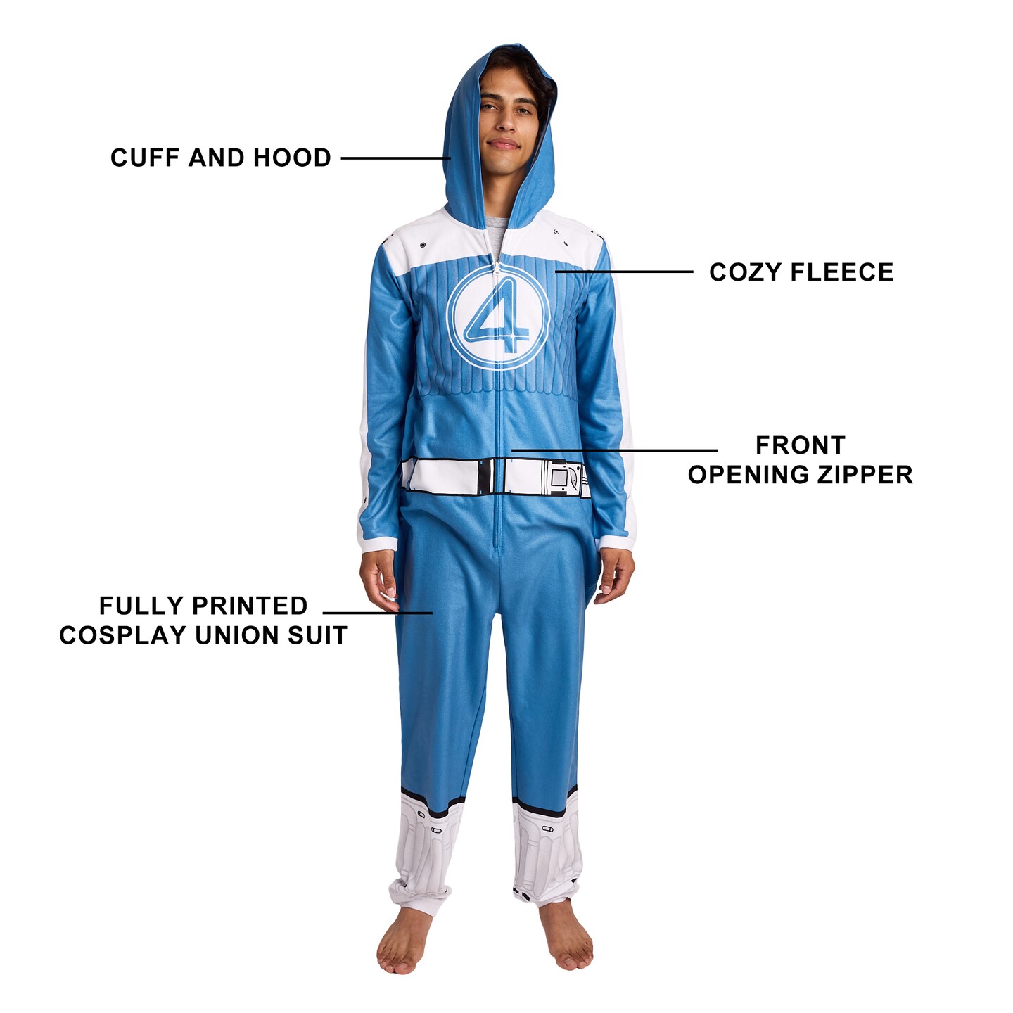 Fantastic Four The First Steps Super Suit Adult Long Sleeve Hooded ...