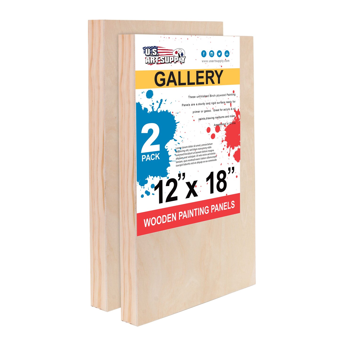 Unfinished Cradled Wood Panels for Painting, 2 Pack of 12x18 inch ...