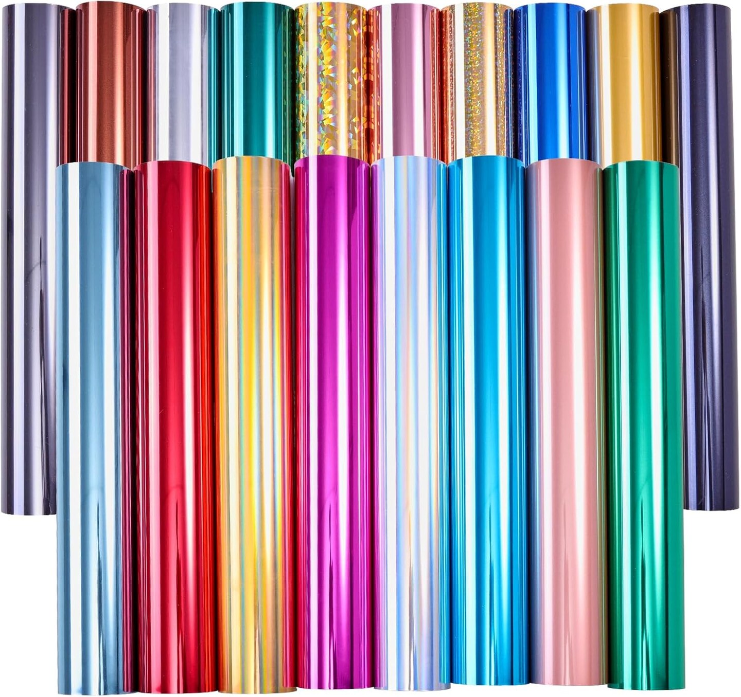 18 Sheets 12'' x 10''Chrome Red/Green/Blue Metallic HTV Iron On Vinyl ...