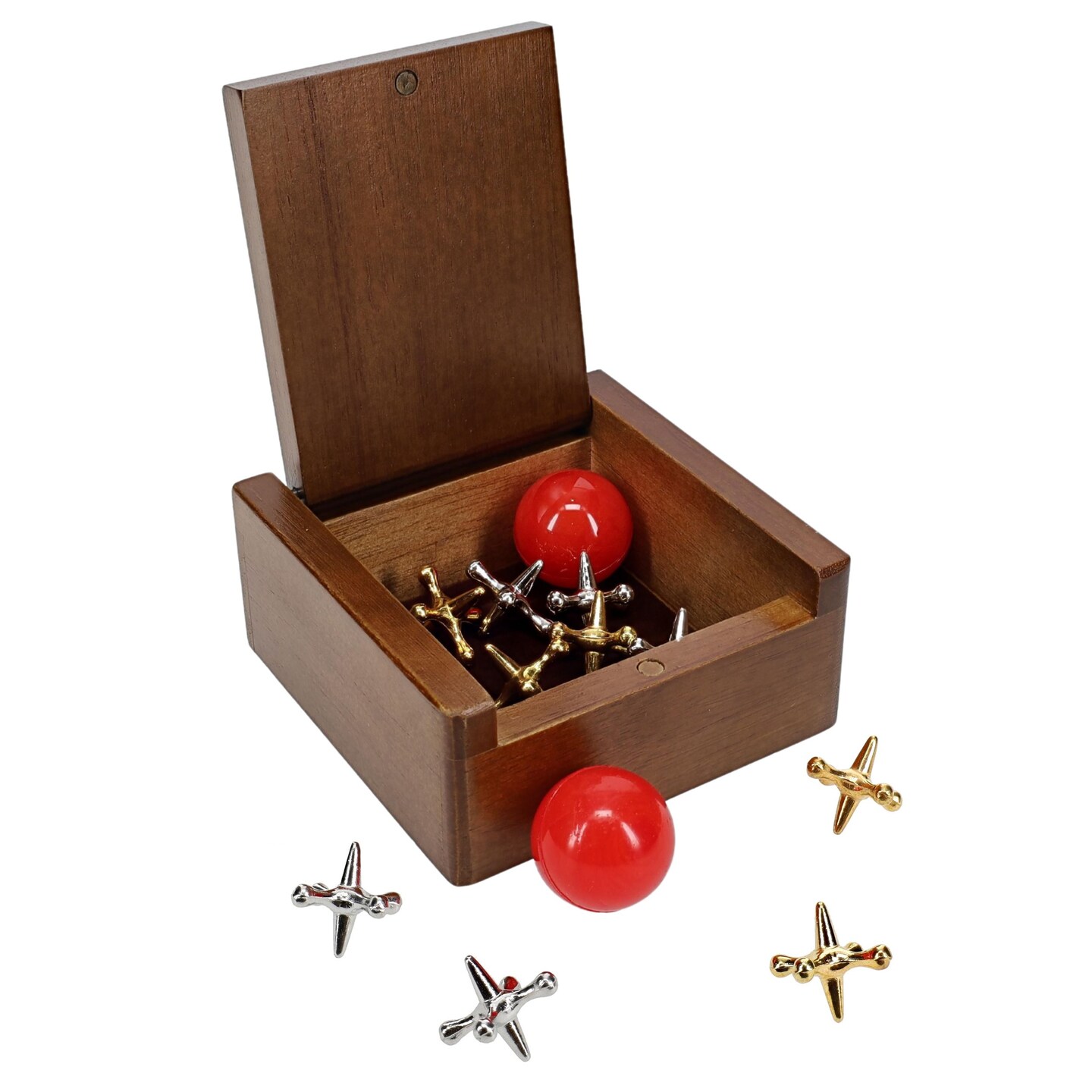 WE Games Old-Fashioned Metal Jacks in a Walnut Stain Wooden Box | Michaels