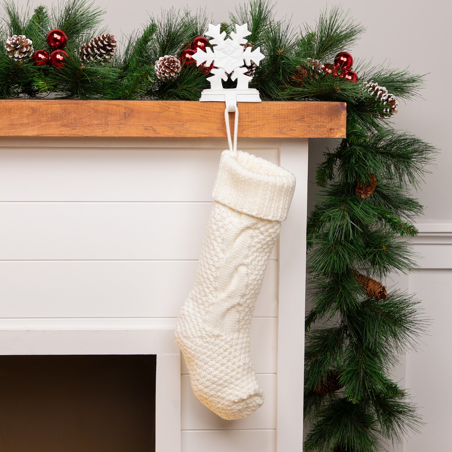 Northlight Cable Knit Textured Christmas Stocking - 20" - White | Michaels