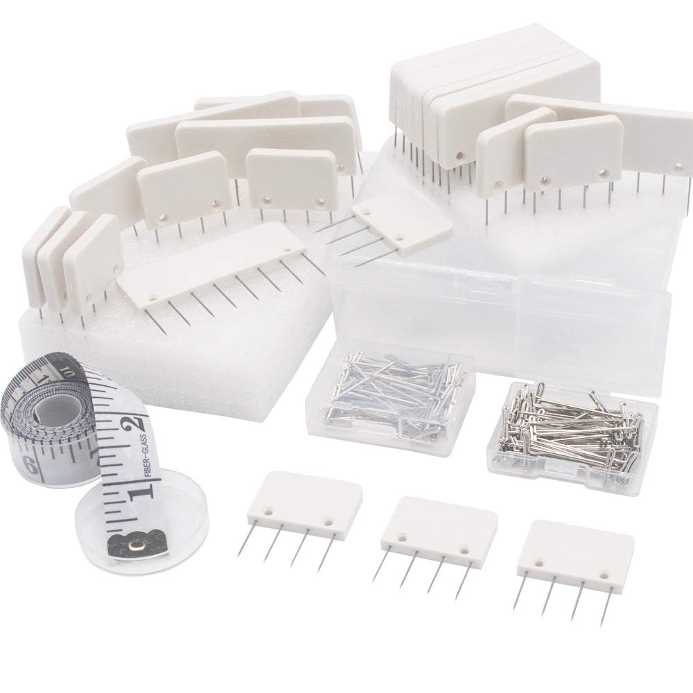 Knit Blocking Pins Kit - 25 Pcs Knit Blockers & 100 T-pins Kit for ...