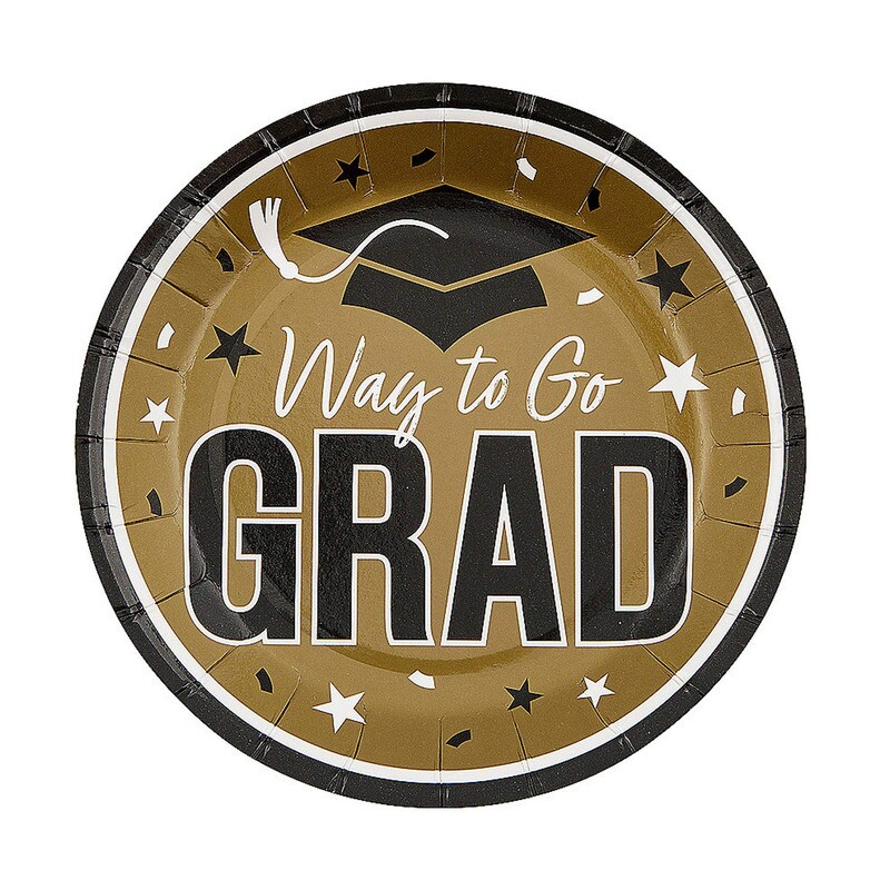 7 1/4" Way to Go Grad Disposable Paper Dessert Plates 25 Count | Michaels