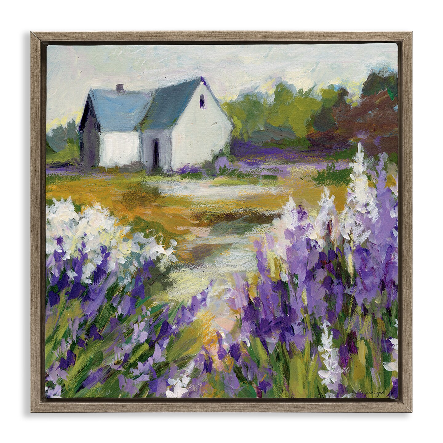 Stupell Industries Lavender Field and Cottage Floating Frame By Susan ...