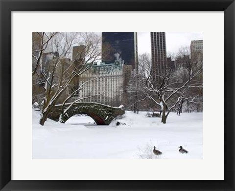 Framed Art Love Bridge in Central Park, Winter by Igor Maloratsky 13 x ...