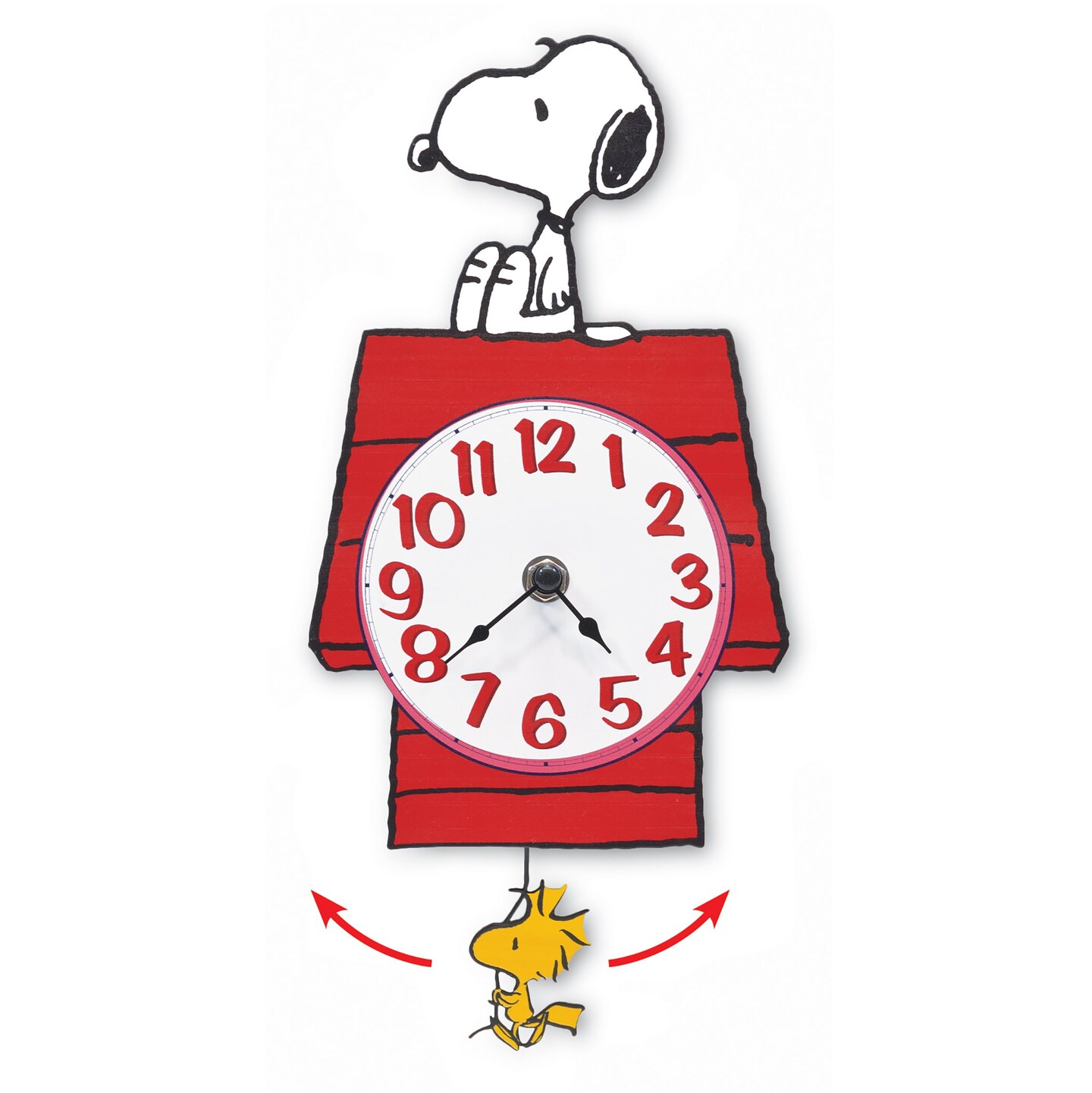 Collections Etc Easy-to-Read PEANUTS Snoopy Pendulum Clock | Michaels