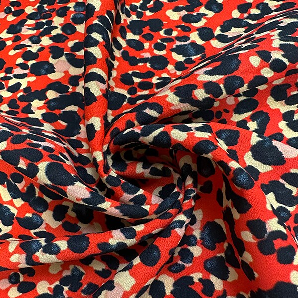 Red Multi Cheetah Animal Print Poly Georgette Fabric By the Yard | Michaels