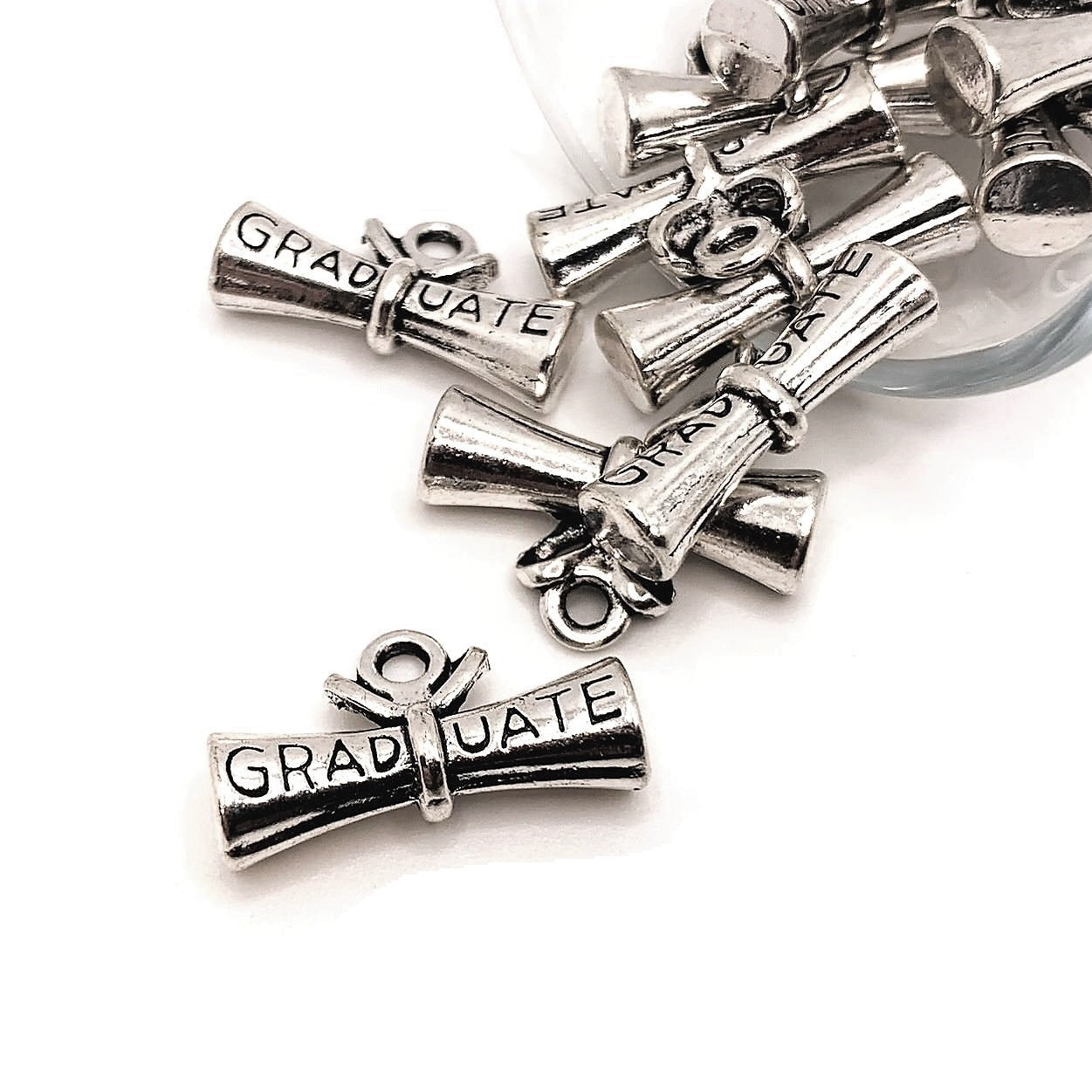 Antique Silver Graduate Scroll Diploma Charms, 22x13mm | Michaels
