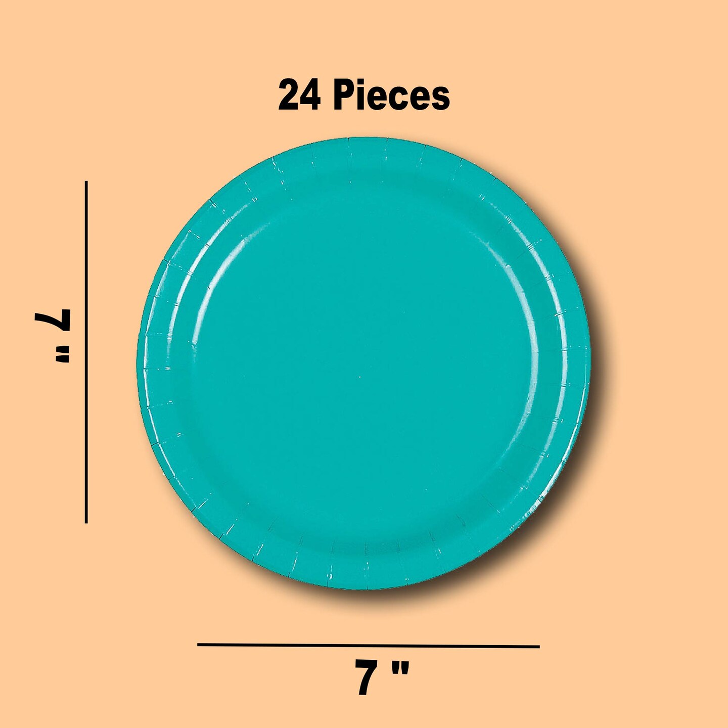 24 Count Solid Teal Paper Dessert Plates 7 Inch Round for Cake Snacks ...