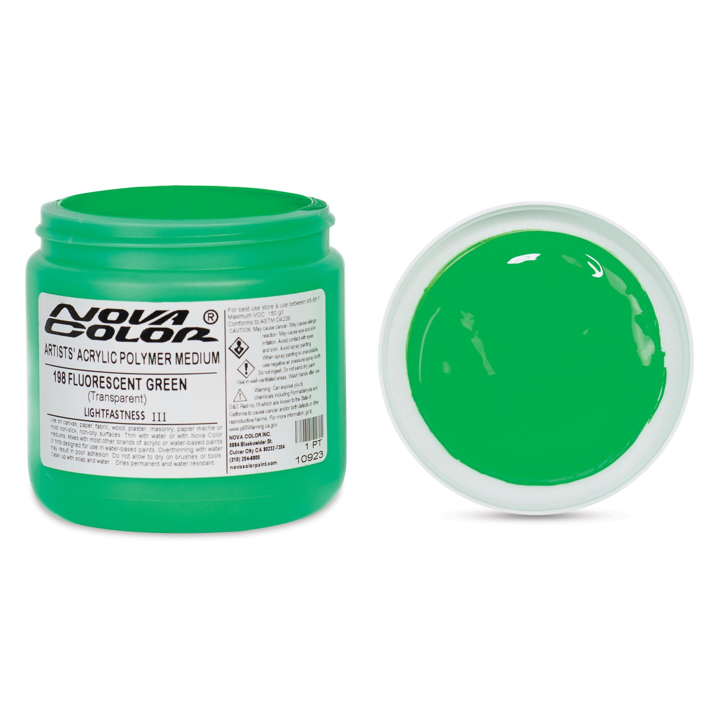 Nova Color Artists’ Acrylic Polymer Paint - Fluorescent Green, 473 ml ...
