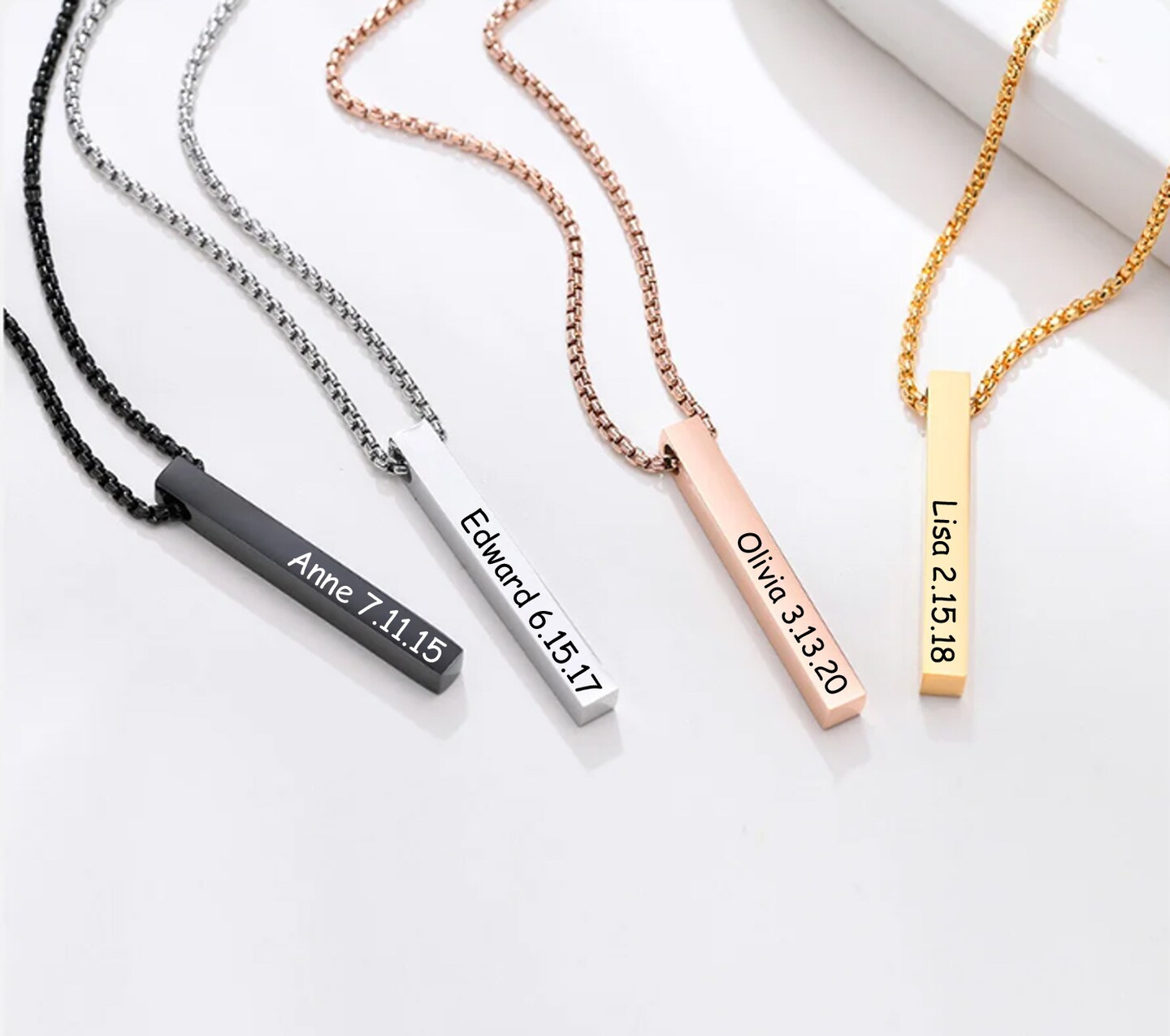 Custom pillar bar necklace store