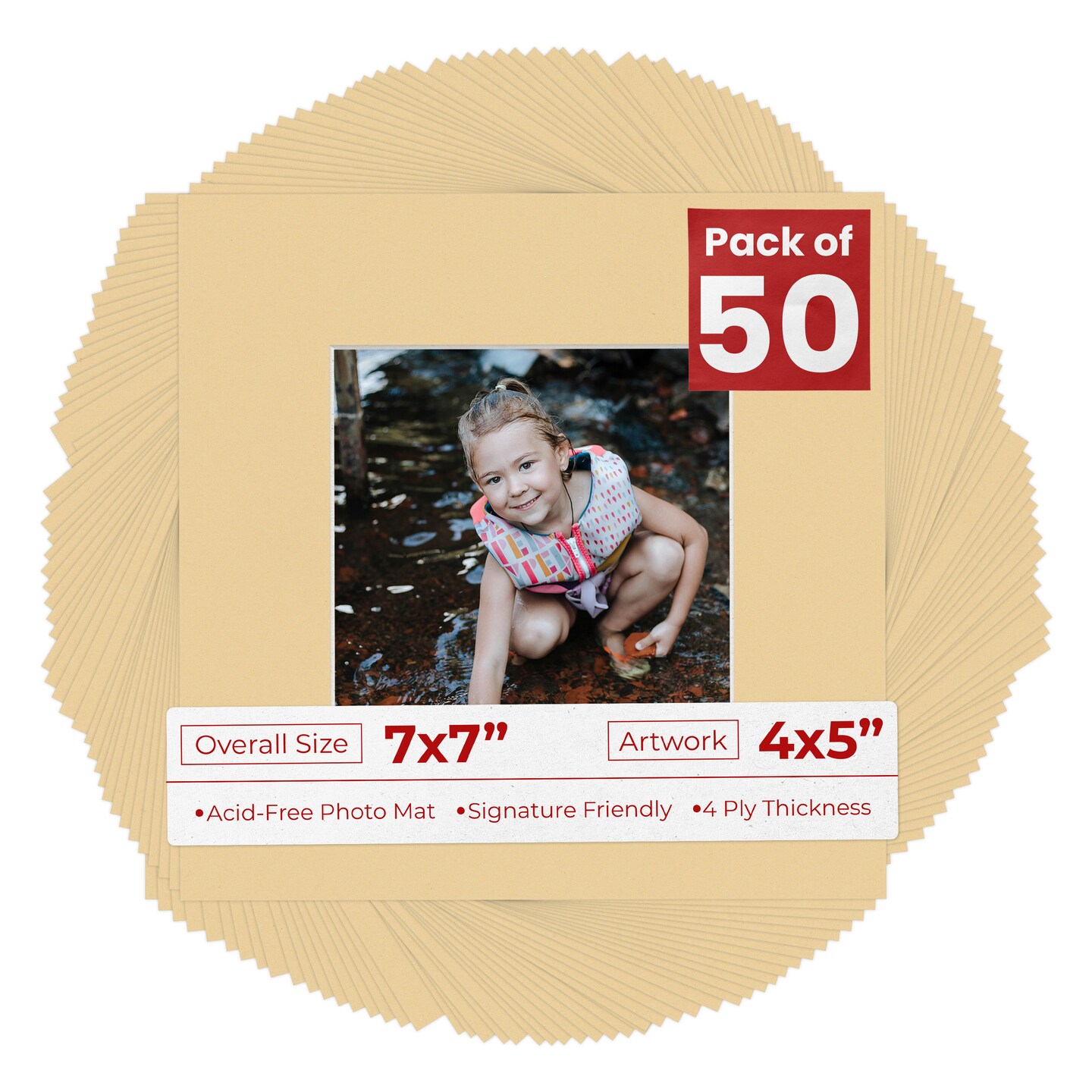 Beige Mat Board for 7x7 Frames - Fits 4x5 Photos, Color: Brown, Count ...