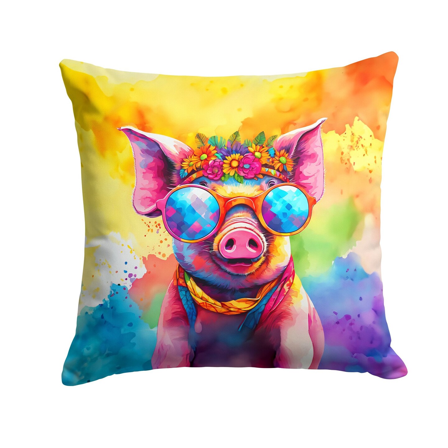 Edge Collections - 18" X 18" - Multicolor - NEW Pig Throw Animal Hippie ...