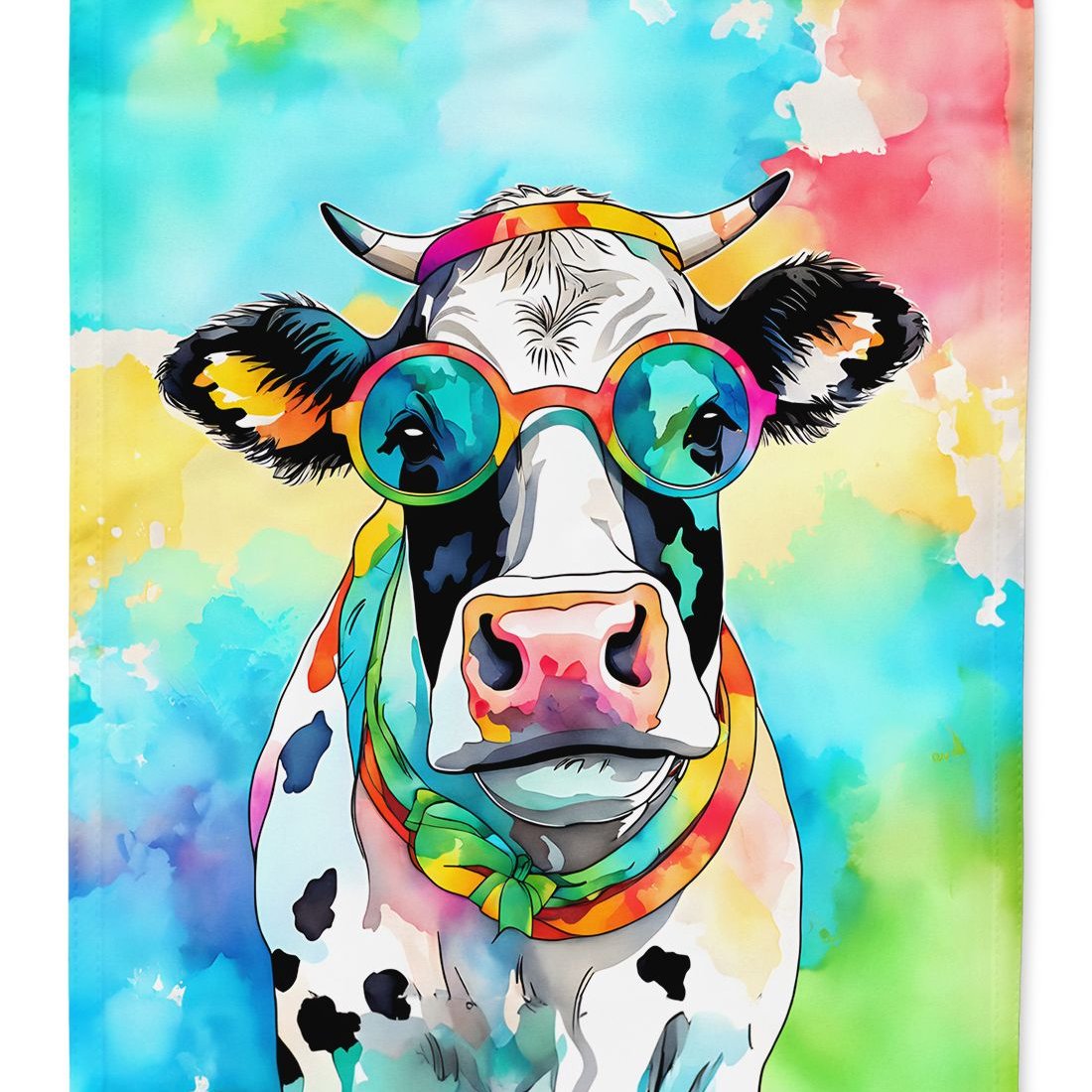 Edge Collections - 28" X 40" - Multicolor - Hippie Animal Cow Large ...