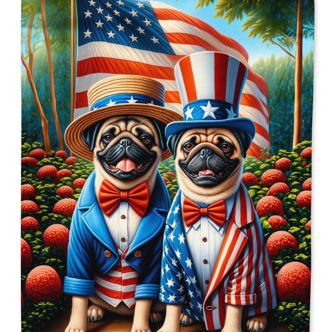 Edge Collections - 28" X 40" - Multicolor - All American Pug Large ...