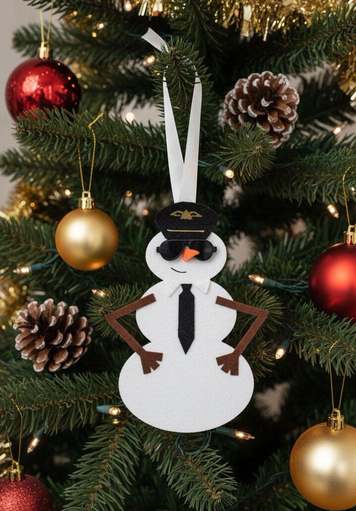 Custom Airline Pilot Ornament, Snowman Aviation Christmas Ornament ...