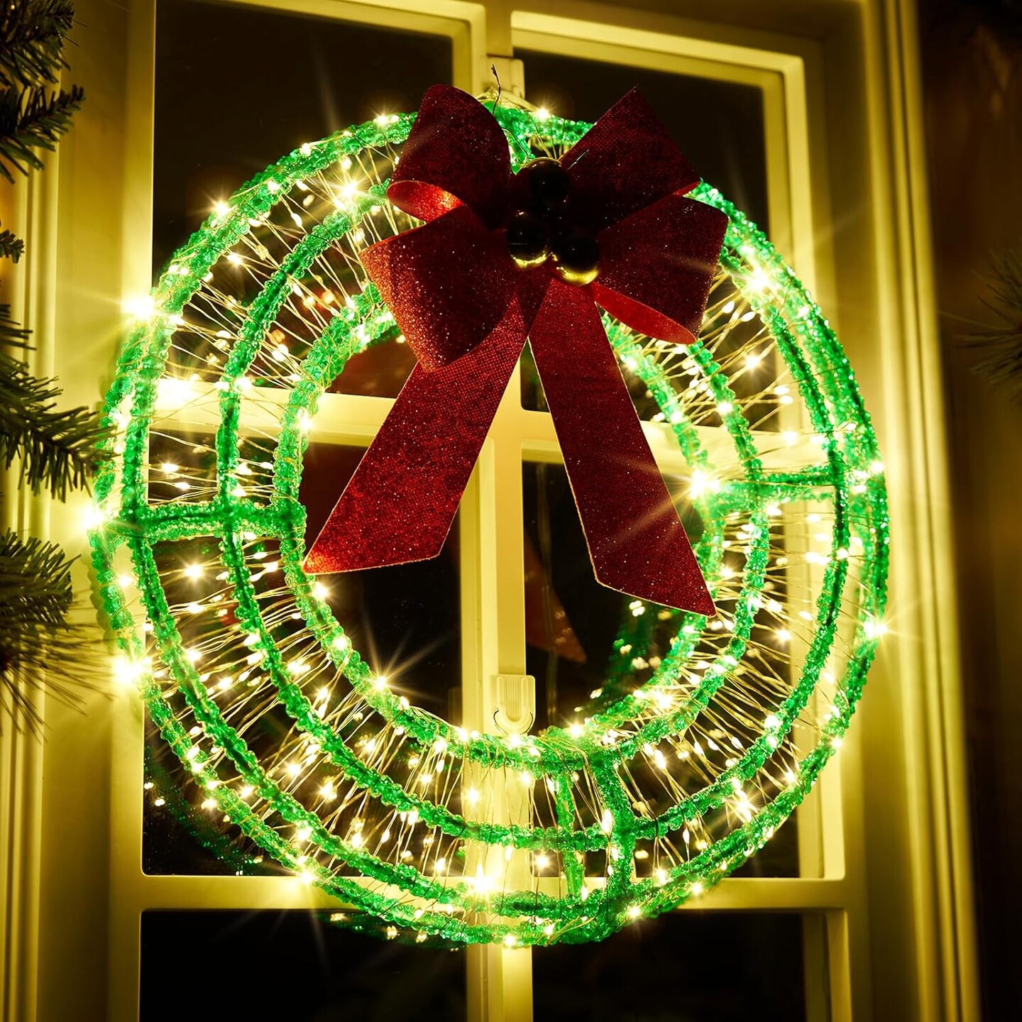 16 Inches Christmas Acrylic Wreath with Twinkle Lights (White) | Michaels