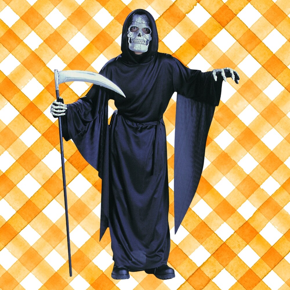 Horror Robe Boys Costume Halloween Black Hooded Robe Belt Scary Party ...