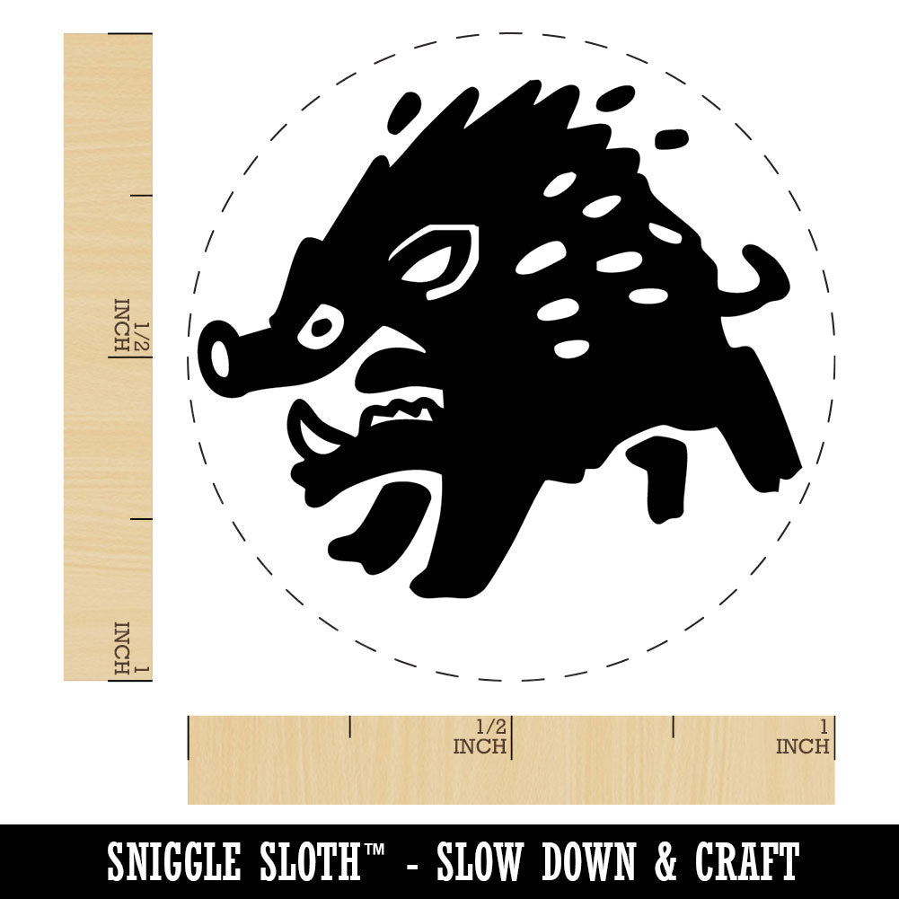 Angry Charging Cartoon Boar Pig Hog Peccary Self-Inking Rubber Stamp ...