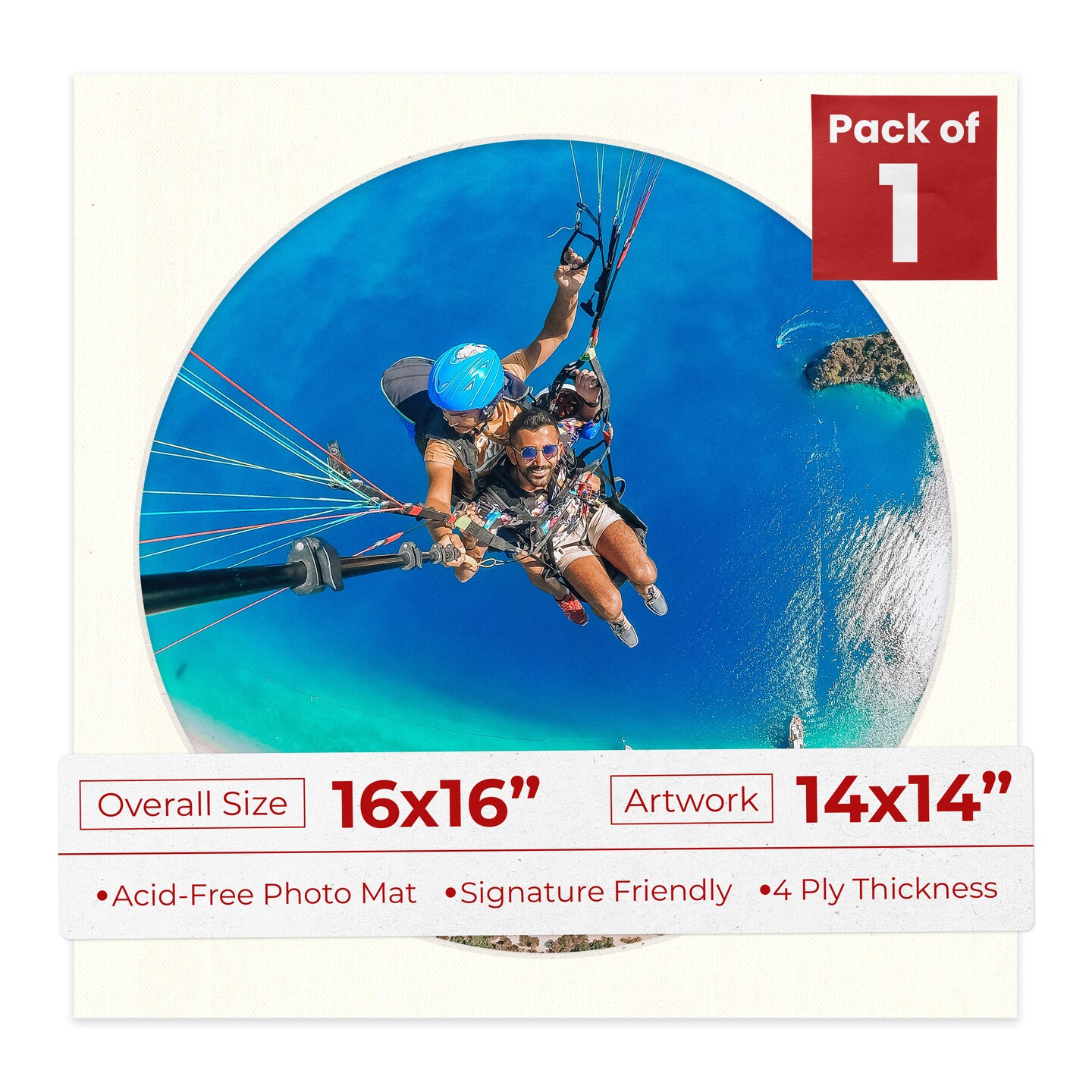 Beige Canvas Mat Board for 16x16 Frames - Circle Opening for 14x14 ...