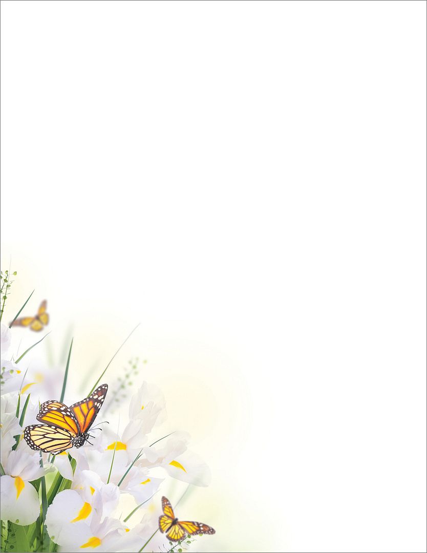 Great Papers! Spring Blossom Butterflies Letterhead, for Invitations ...