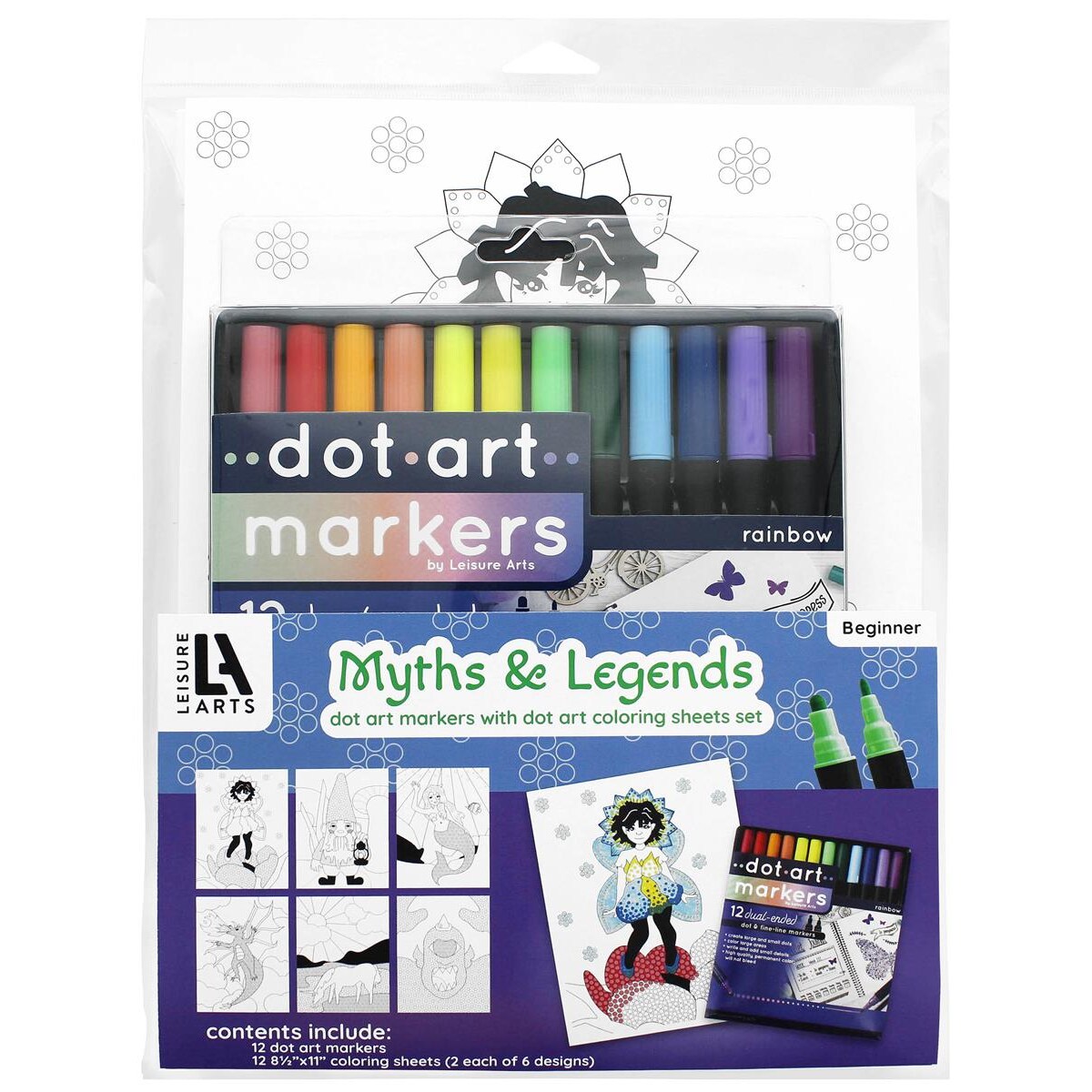 Leisure Arts Dot Art Myths & Legends W/Markers Coloring Sheets, Dot Art ...