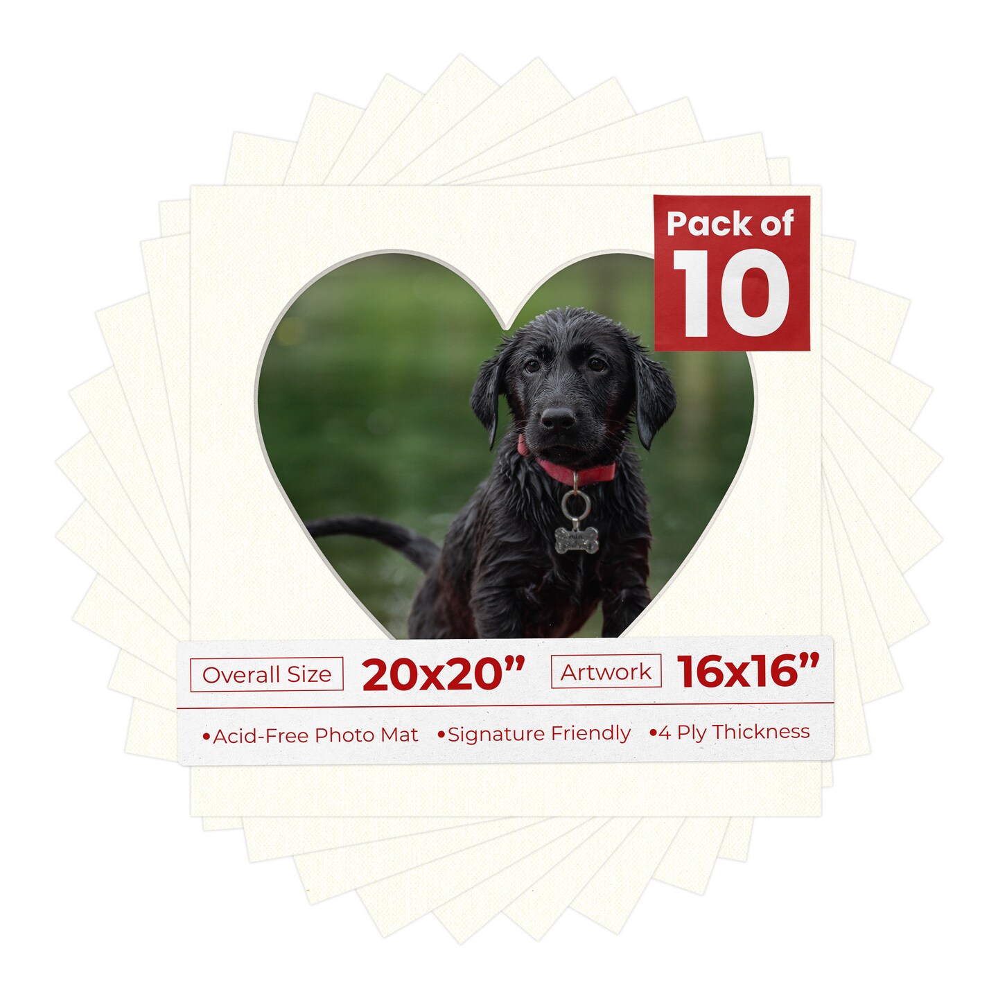 Beige Canvas Mat Board for 20x20 Frames - Heart Opening for 16x16 ...