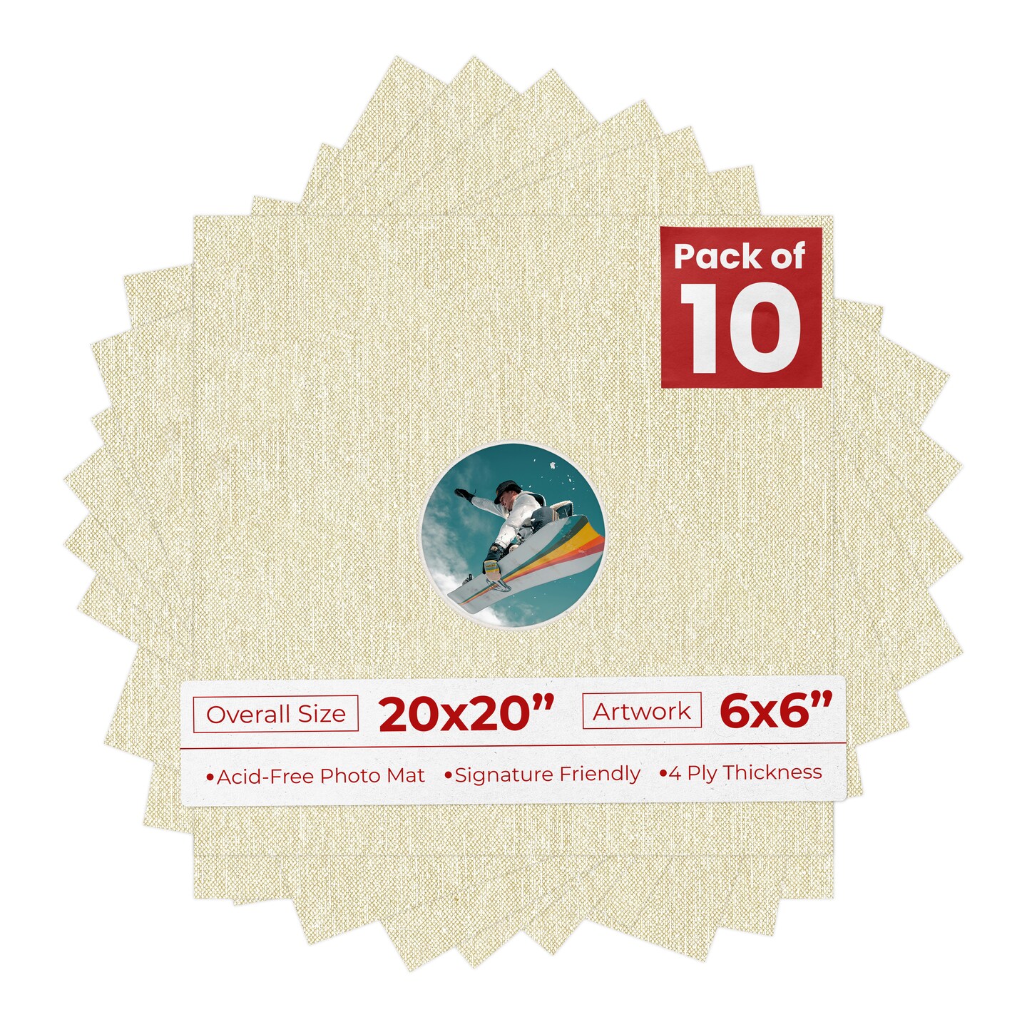 Off White Canvas Mat Board for 20x20 Frames - Circle Opening for 6x6 ...