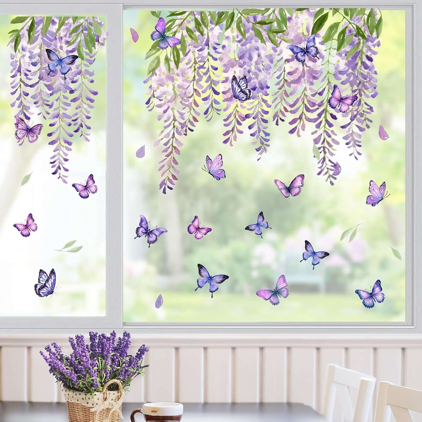 4 Sheets Spring Purple Flower Window Clings - Wisteria | Michaels