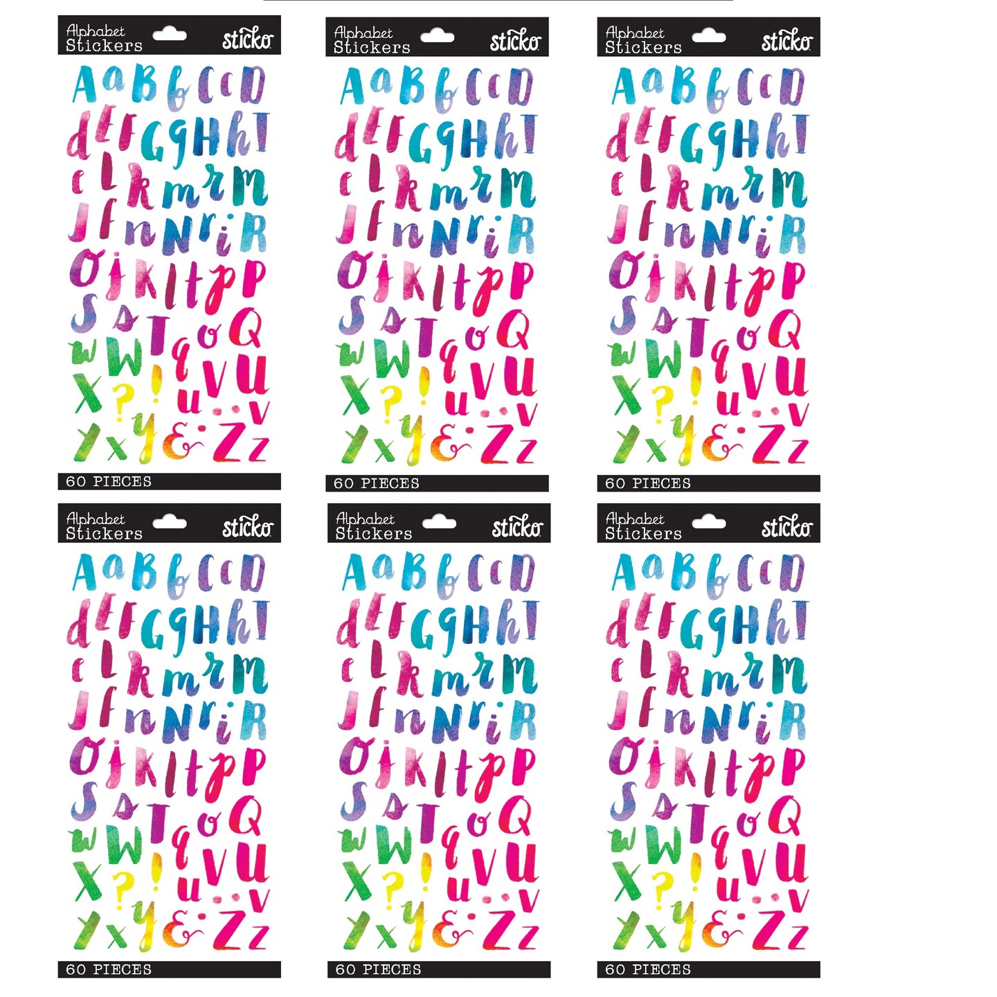 Multipack of 24 - Sticko Alphabet Stickers - Watercolor Multi, 60pcs ...