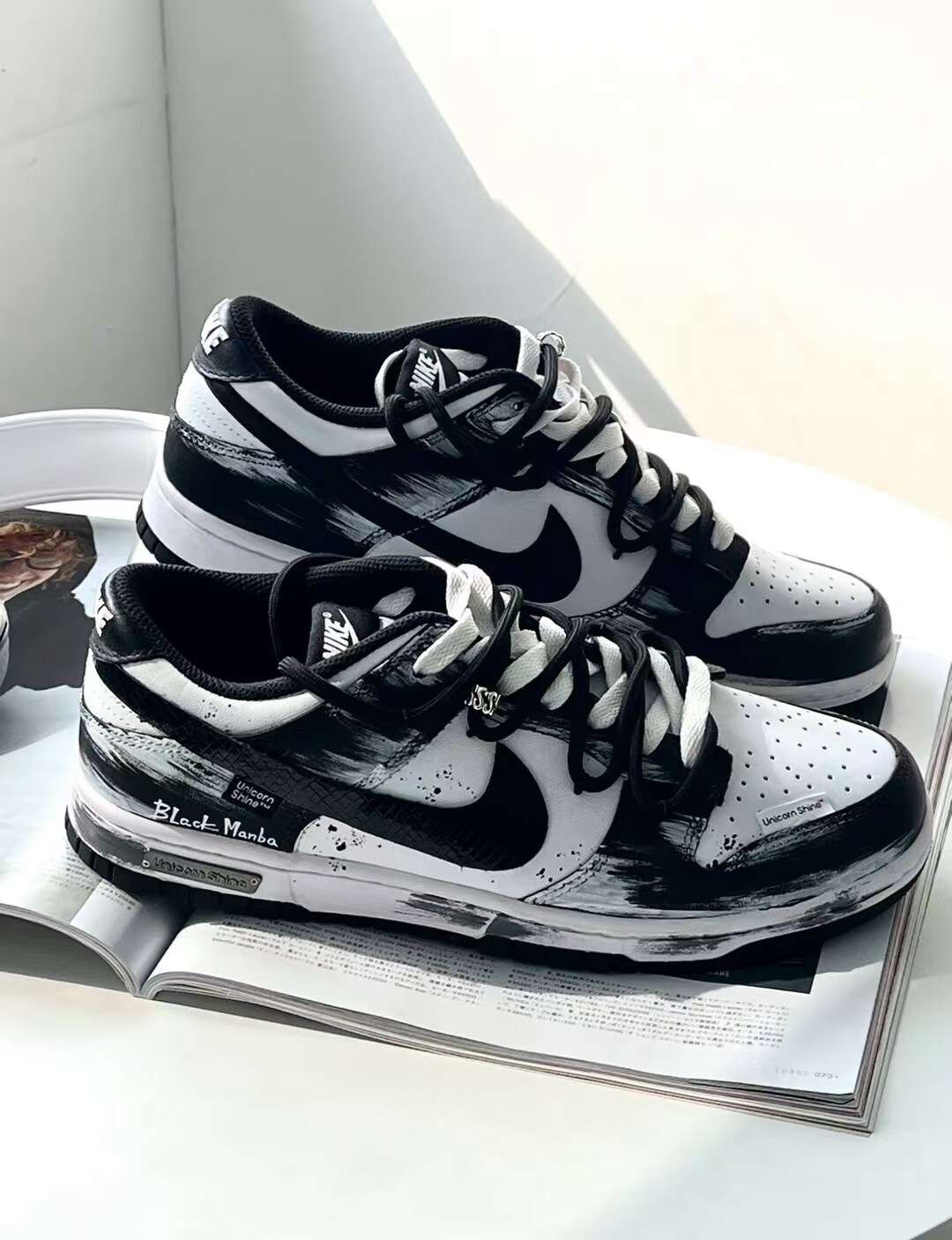 Custom Nike Dunk Low Black Manba Sneaker Handpainted Graffiti Shoes ...