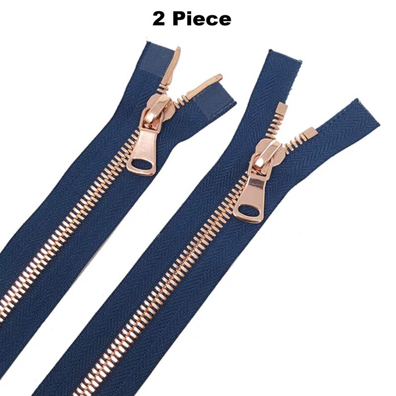 8MM Two Way Separating Open Bottom Zipper Navy Tape Rose Gold Teeth 36 ...