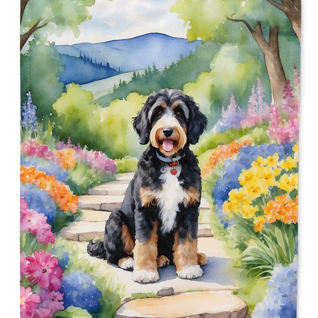 Edge Collections - 28" X 40" - Multicolor - Bernedoodle Spring Path ...