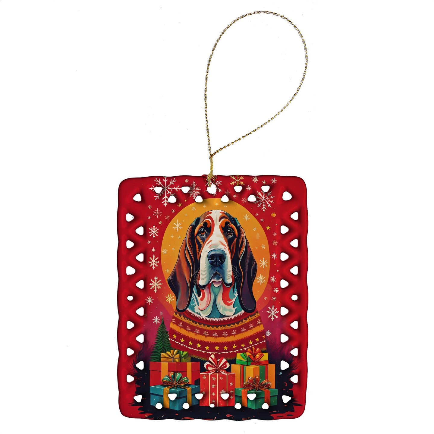 Edge Collections - 2.80" X 0.15" - Multicolor - Basset Hound Holiday ...