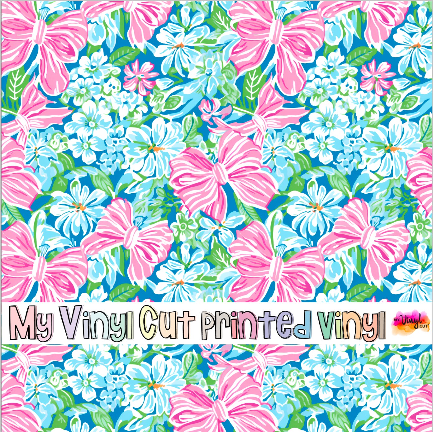 12 x 12 inch Sheet of Printed Vinyl or HTV in the Preppy Bows E Pattern ...