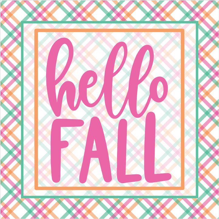 Hello Fall Pink Plaid Sign | Michaels
