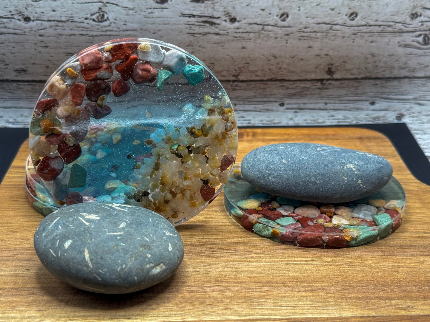 River Rock Resin Coaster Nature-Inspired Home Decor | MakerPlace by ...