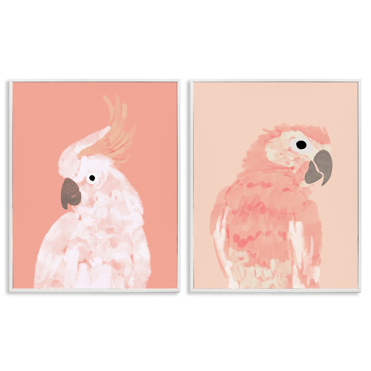Stupell Industries Peach Cockatoo Parrot Profile 2 pc Framed Giclee ...