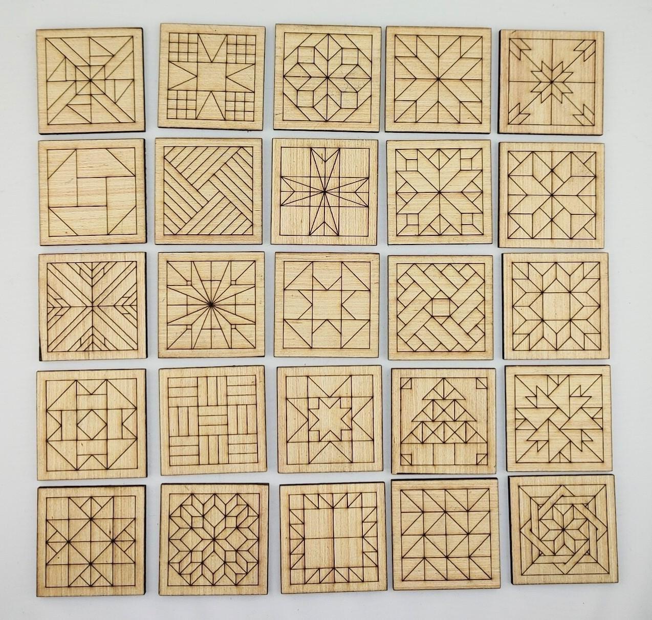 Laser Cut Barn Quilt Blanks Set of 25 - S2.1 - Mosaics Supplies Cut ...
