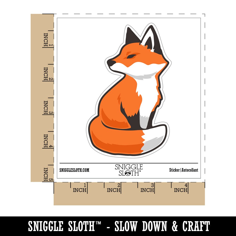 Curious Fox Sitting Looking Back Waterproof Vinyl Phone Tablet Laptop ...