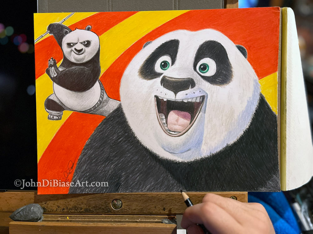 Po Kung Fu Panda Original Colored Pencil Drawing 12" x 9" **Please READ ...
