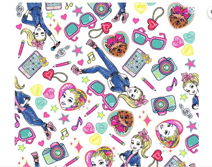 JoJo Siwa Tech Toss White Cotton Fabric by the Yard | Michaels