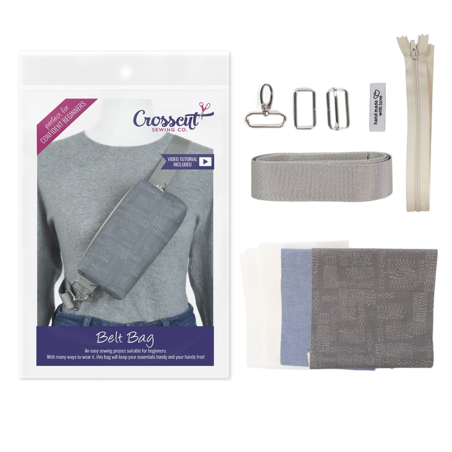 Crosscut Sewing Co.® Belt Bag Sewing Project Kit - Beginner Friendly ...