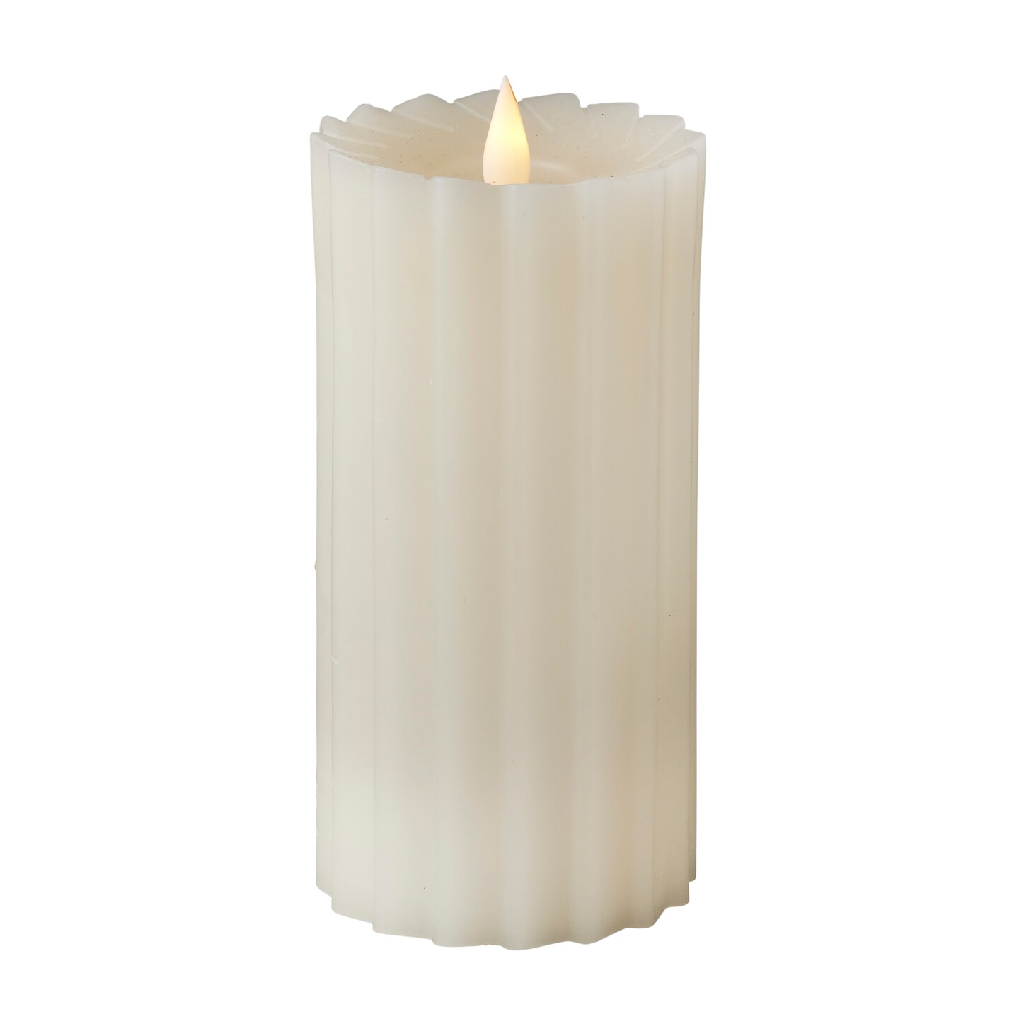 ChristmasSutton Fluted Motion Flameless Candle 3x7 Ivory | Michaels