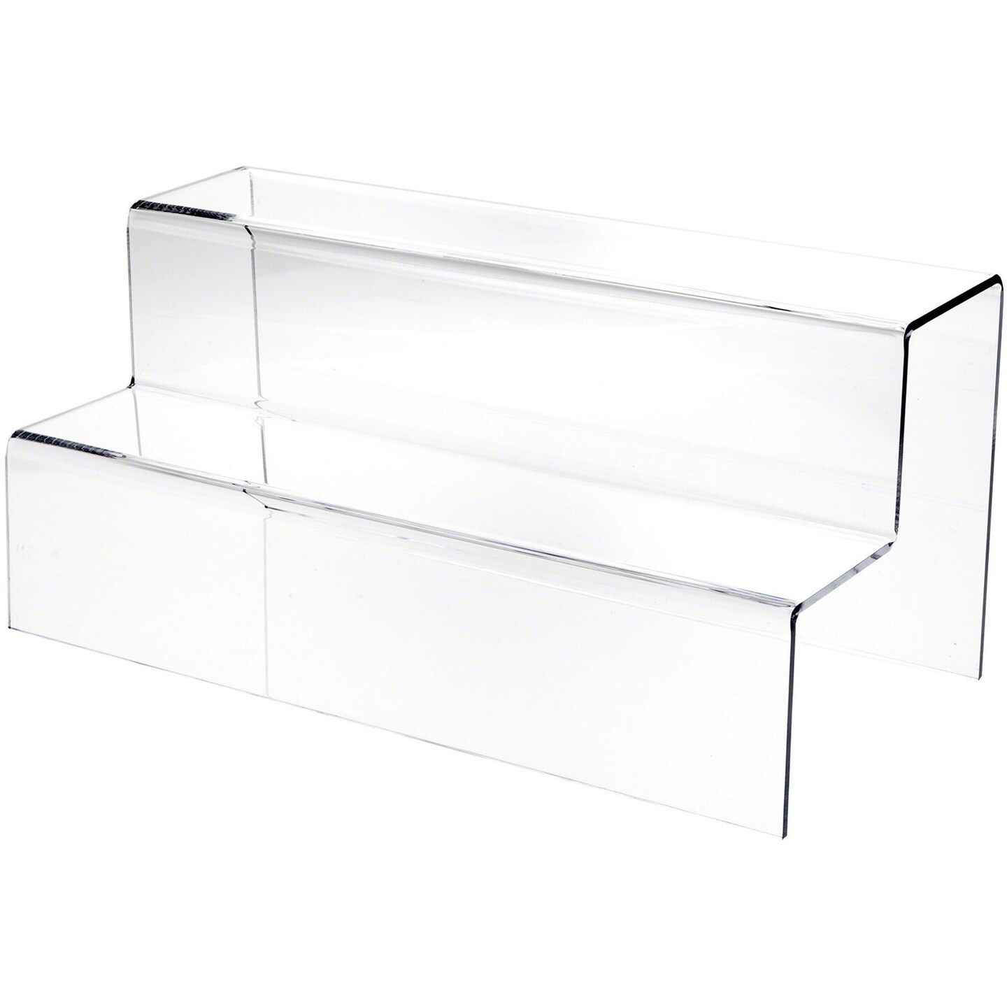 Plymor Clear Acrylic 2-Step Solid Back Display Stairs, 8.25" H x 18" W ...