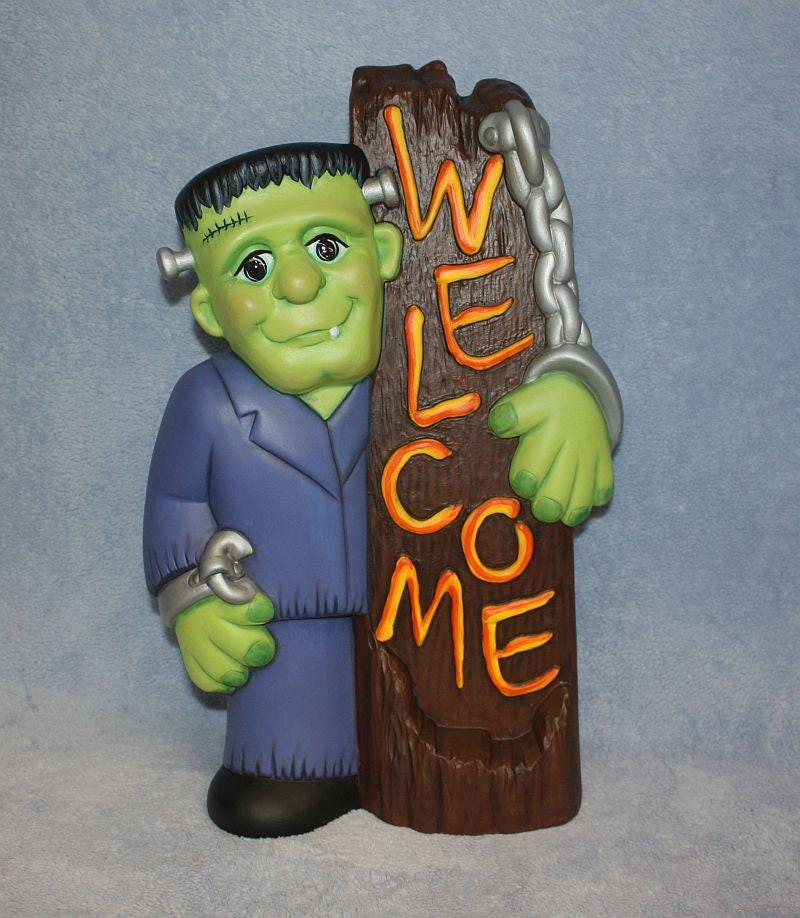 Frankenstein Welcome Sign, Hand-painted Ceramic Frankenstein, Welcome ...