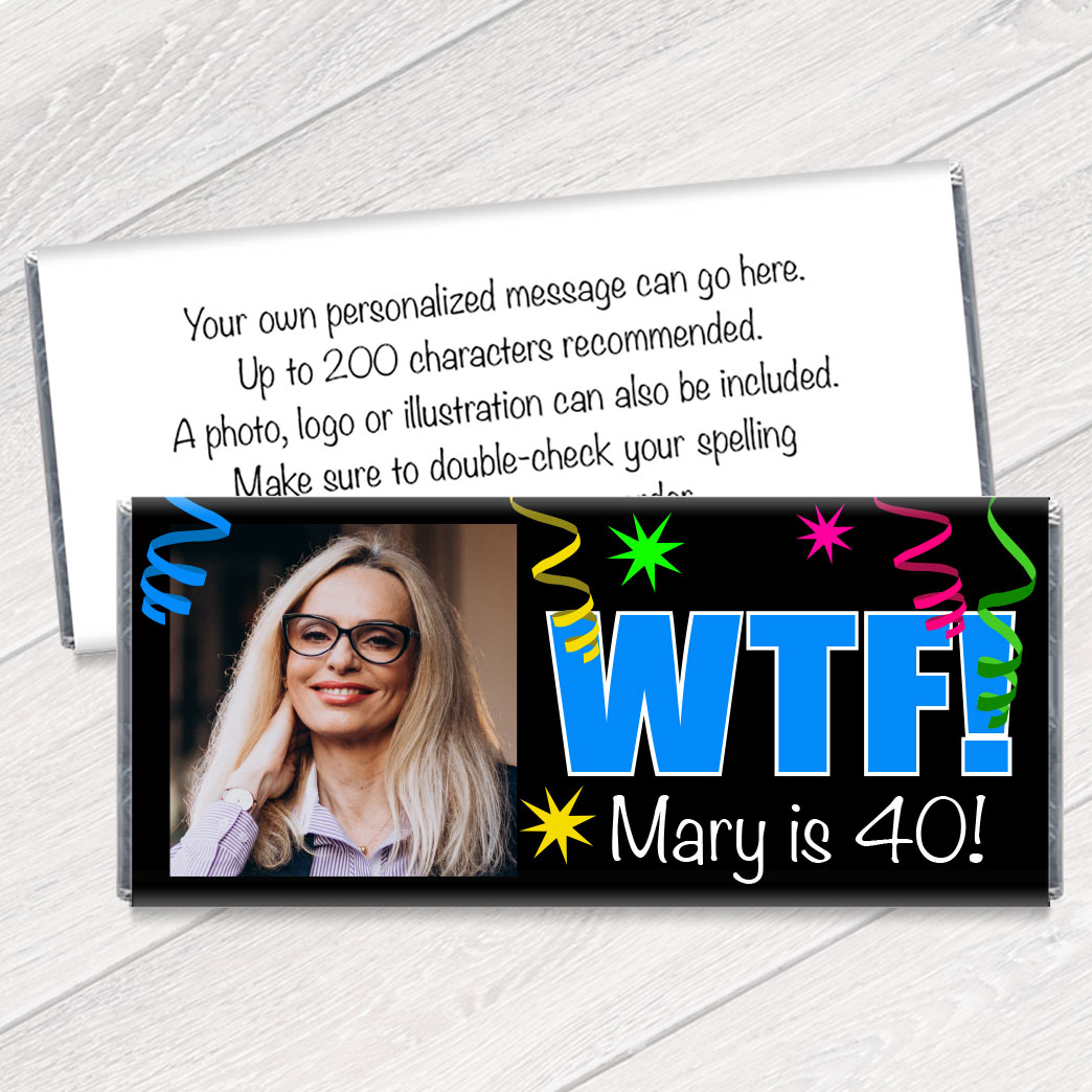 Set of 12 - WTF Personalized Candy Bar Wrappers with Photo - Adult ...